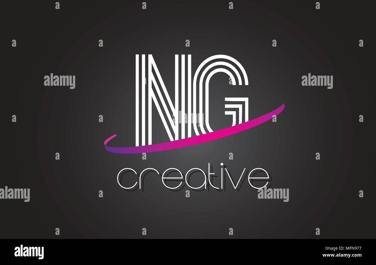 NG N G Letter Logo with Lines Design And Purple Swoosh Vector Letters ...