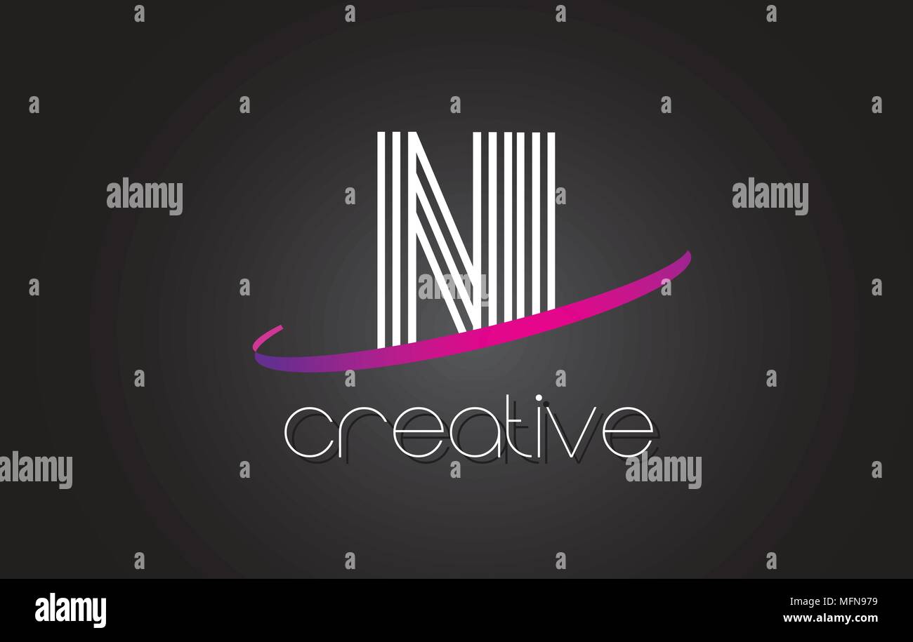 NI N I Letter Logo with Lines Design And Purple Swoosh Vector Letters ...