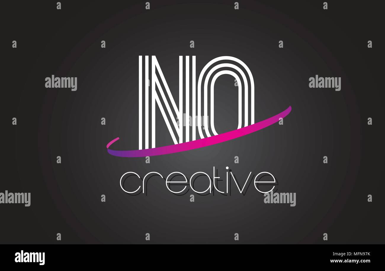 NO N O Letter Logo with Lines Design And Purple Swoosh Vector Letters ...
