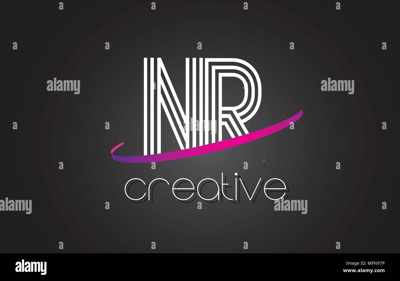 NR N R Letter Logo with Lines Design And Purple Swoosh Vector Letters ...