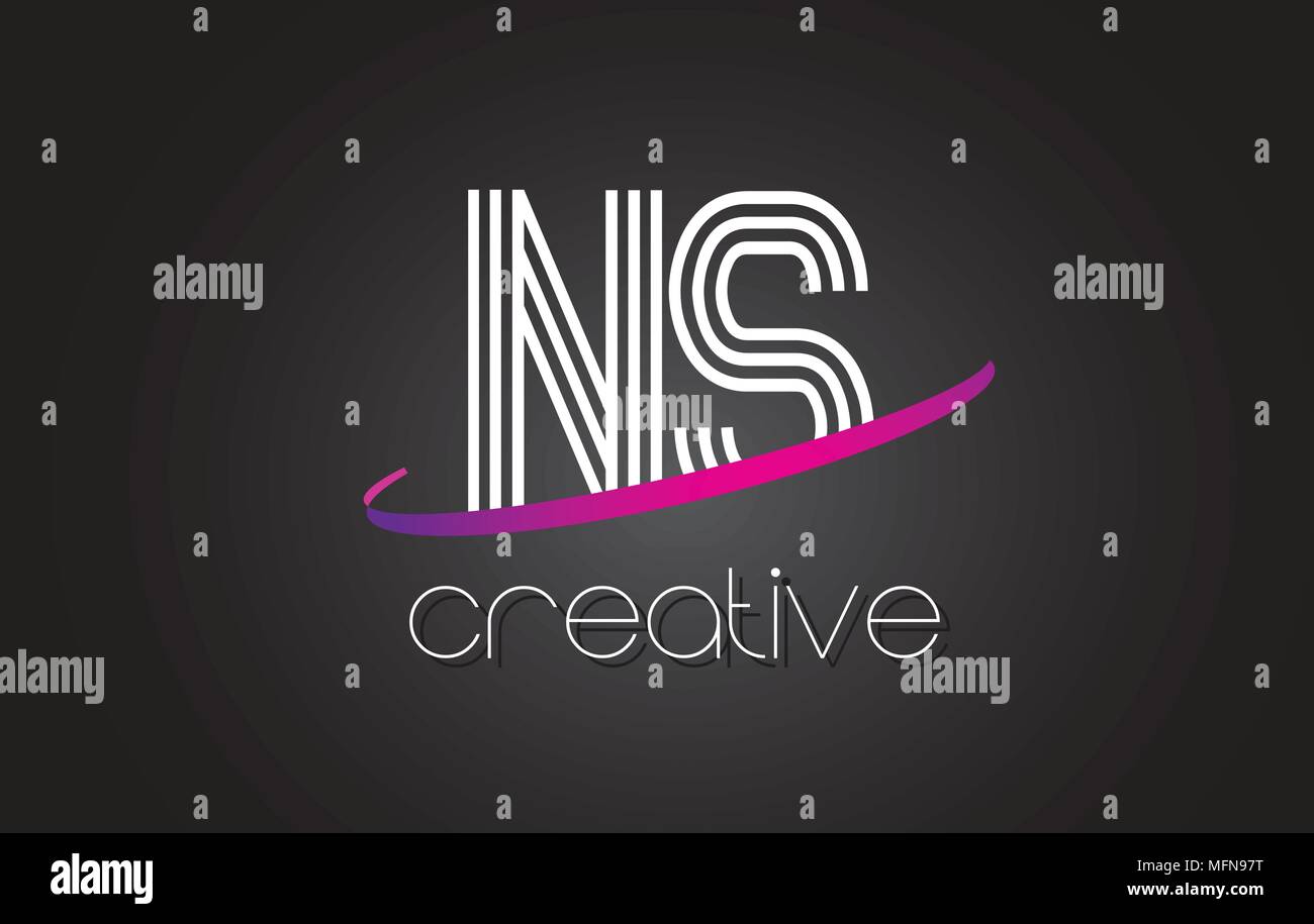 NS N S Letter Logo with Lines Design And Purple Swoosh Vector Letters ...