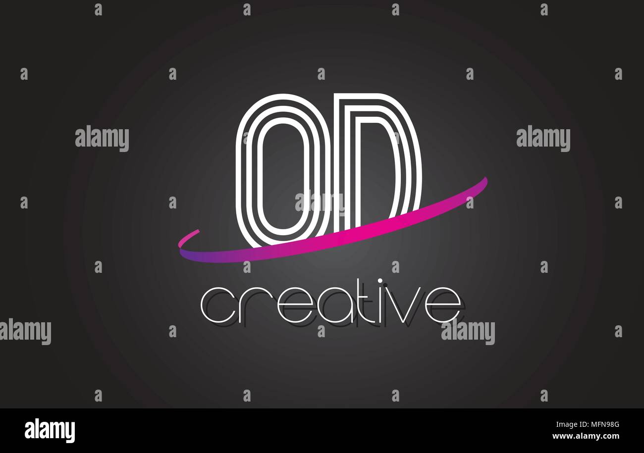 OD O D Letter Logo with Lines Design And Purple Swoosh Vector Letters ...