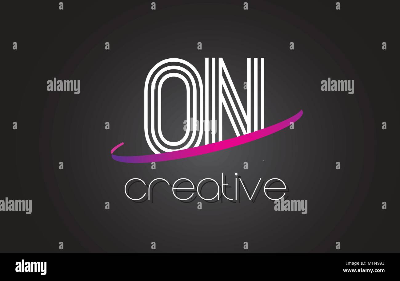 ON O N Letter Logo with Lines Design And Purple Swoosh Vector Letters ...