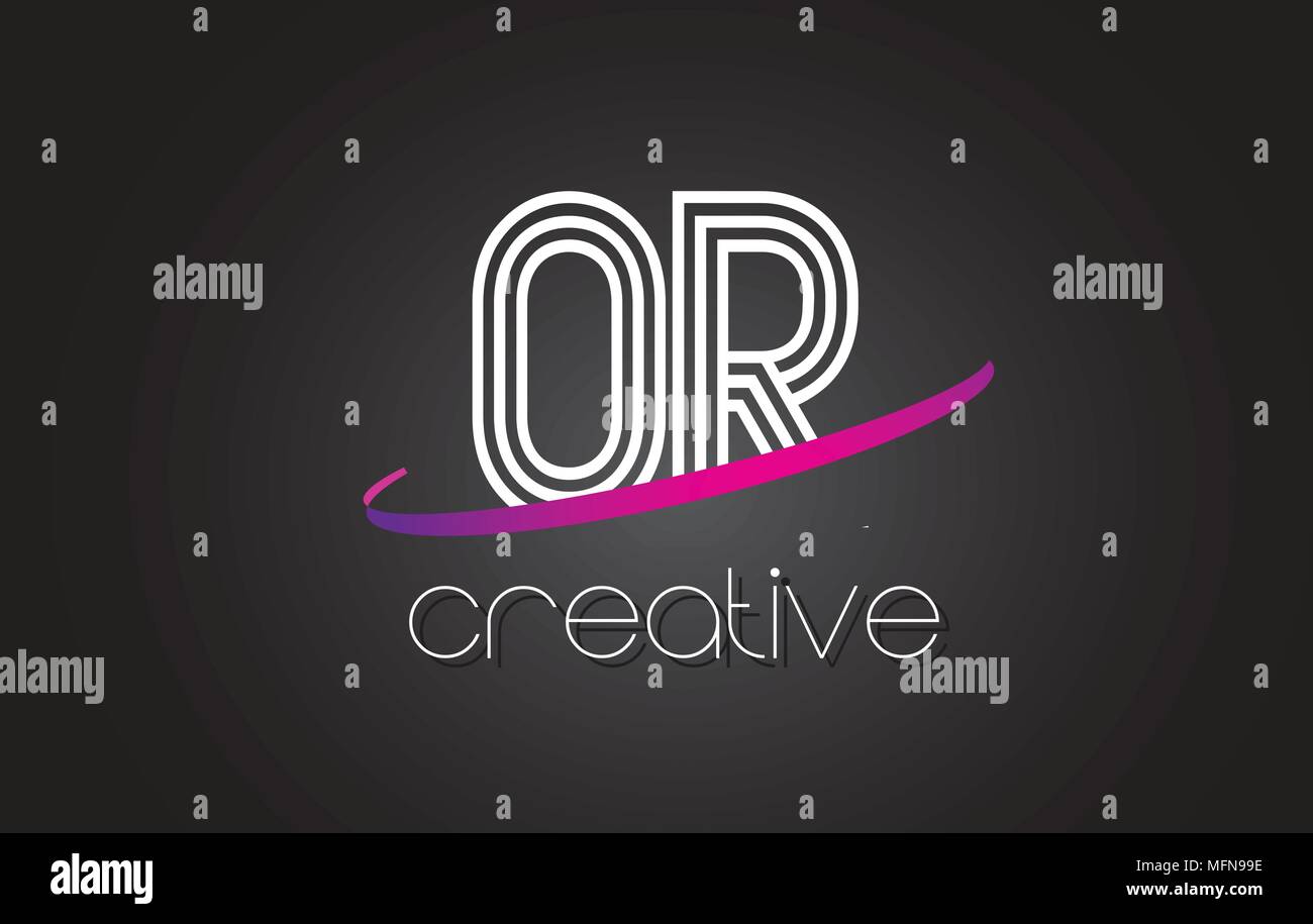 OR O R Letter Logo with Lines Design And Purple Swoosh Vector Letters ...