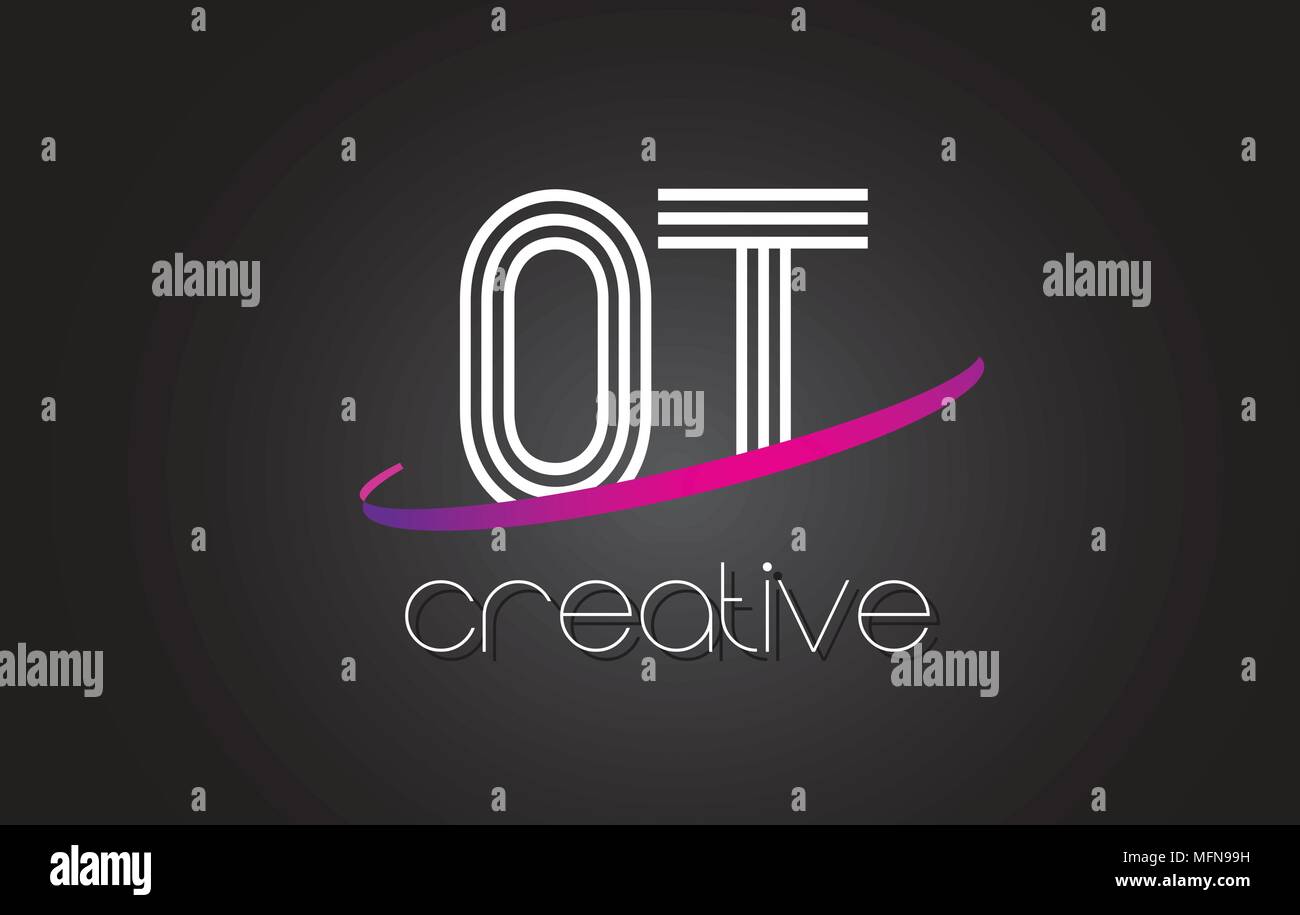OT O T Letter Logo with Lines Design And Purple Swoosh Vector Letters ...