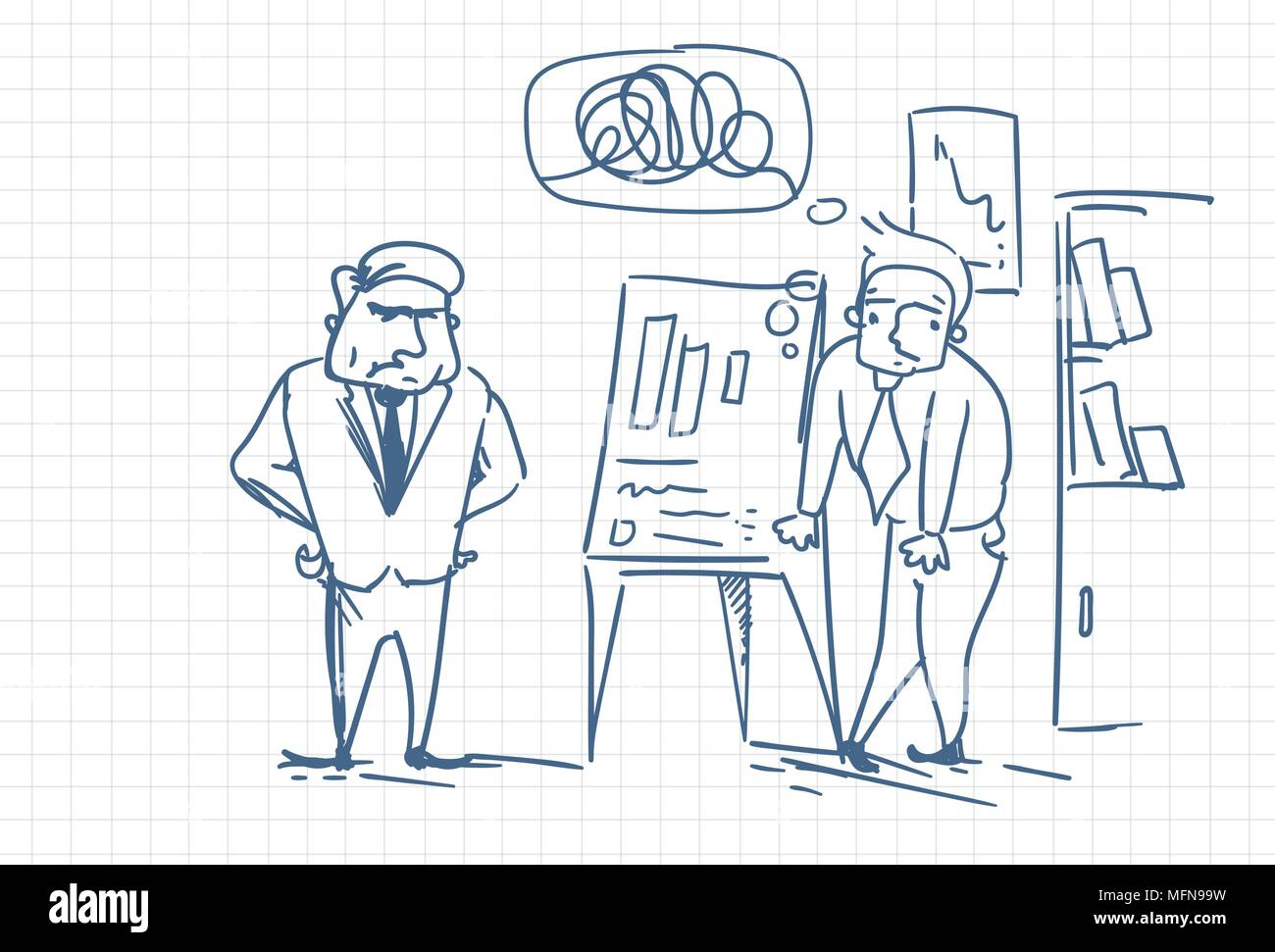 Angry Boss Looking At Report Or Sales Results On Clip Board During ...
