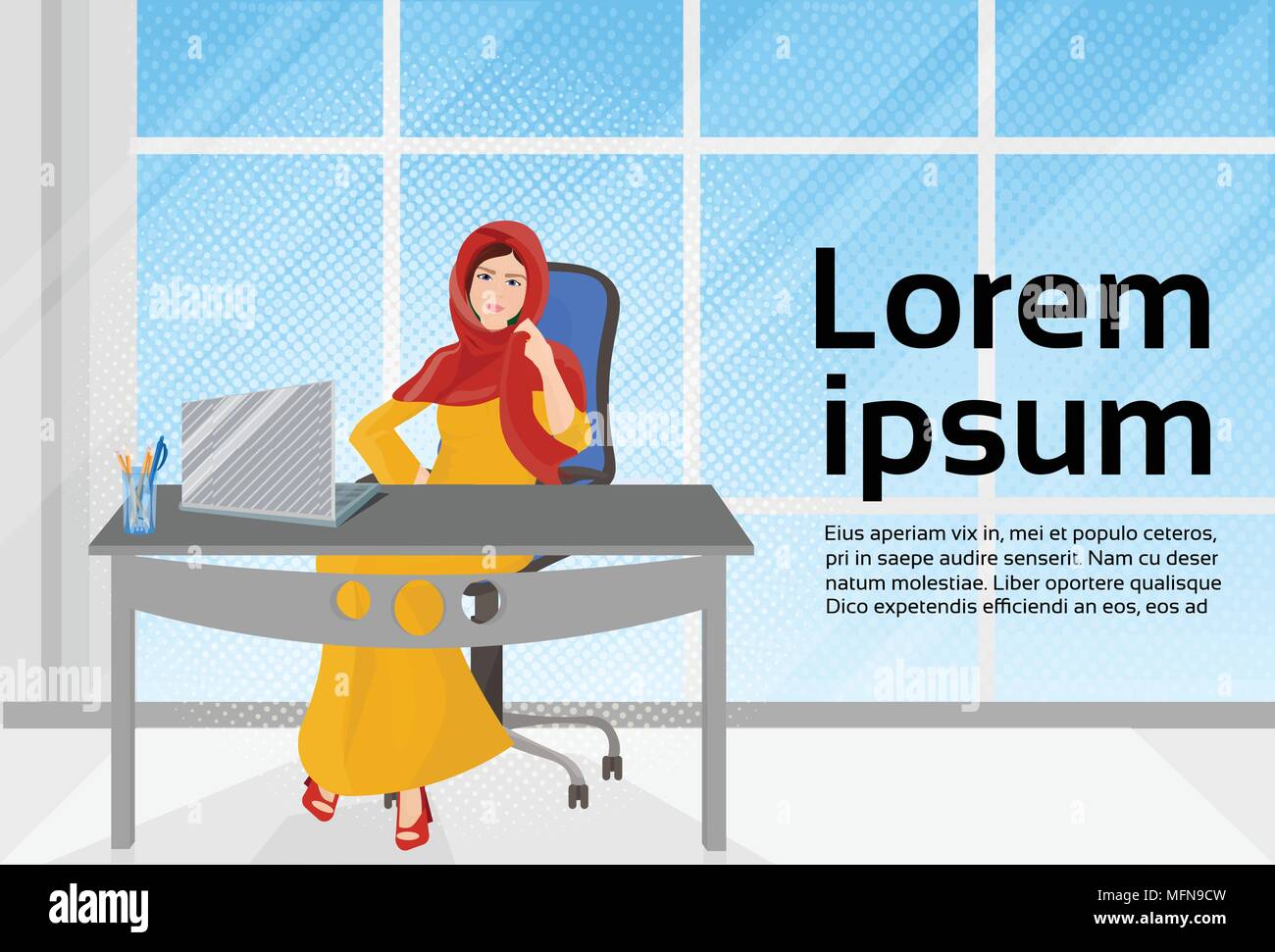 Muslim business woman vector hi-res stock photography and images - Alamy