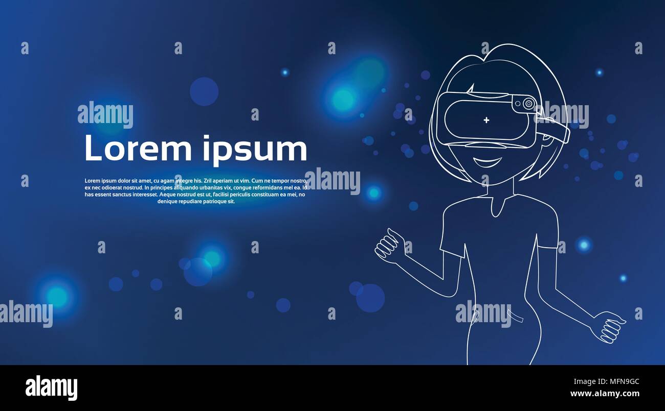 Woman Silhouette Wearing 3d Virtual Reality Glasses Modern Vr ...