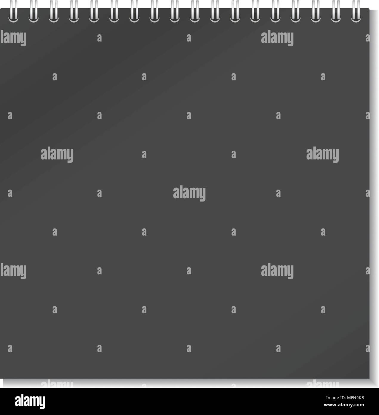 Closed black realistic notepad notebook with spiral is isolated on ...