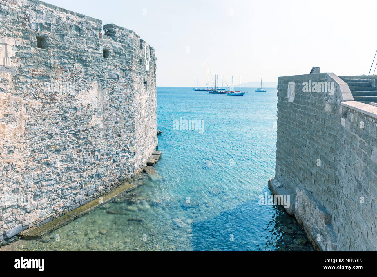 View of ancient old Castle of St. Peter or Bodrum Castle in Bodrum ...