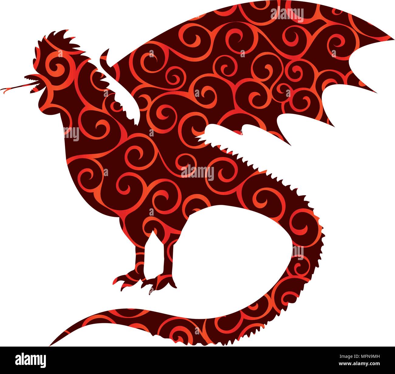 Cockatrice pattern silhouette ancient mythology fantasy. Vector ...