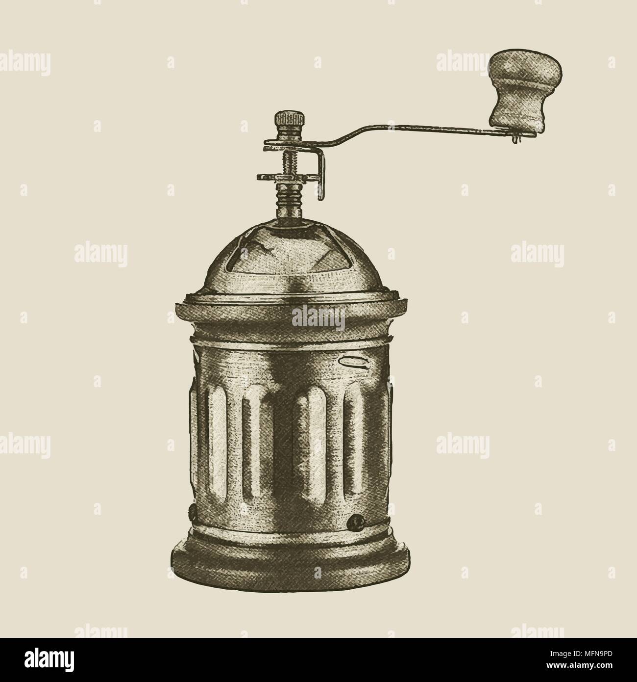 hand drawn vintage coffee grinder, vector eps 10 Stock Vector Image ...