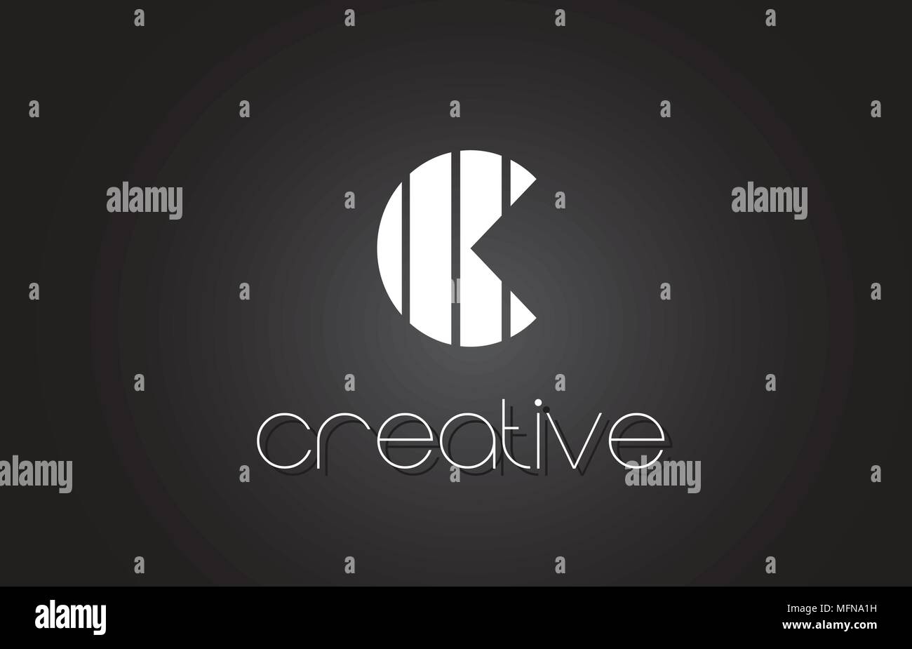 C Creative Letter Logo Design With White and Black Lines Stock Vector ...