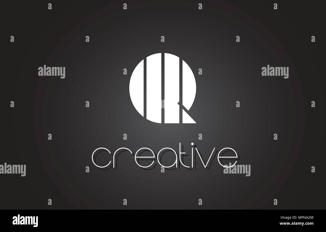 Q Creative Letter Logo Design With White and Black Lines Stock Vector ...