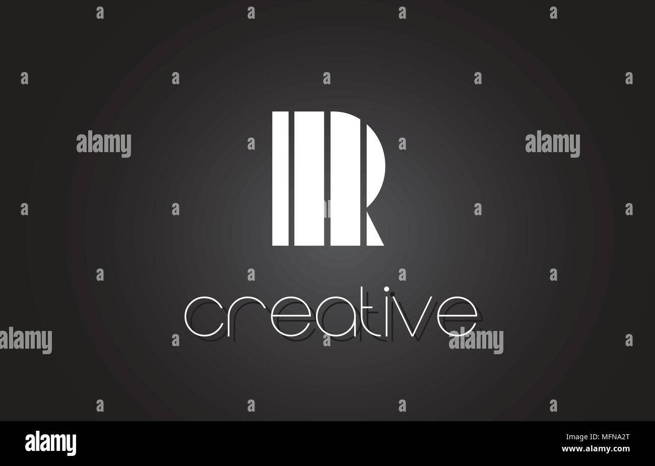 R Creative Letter Logo Design With White and Black Lines Stock Vector ...