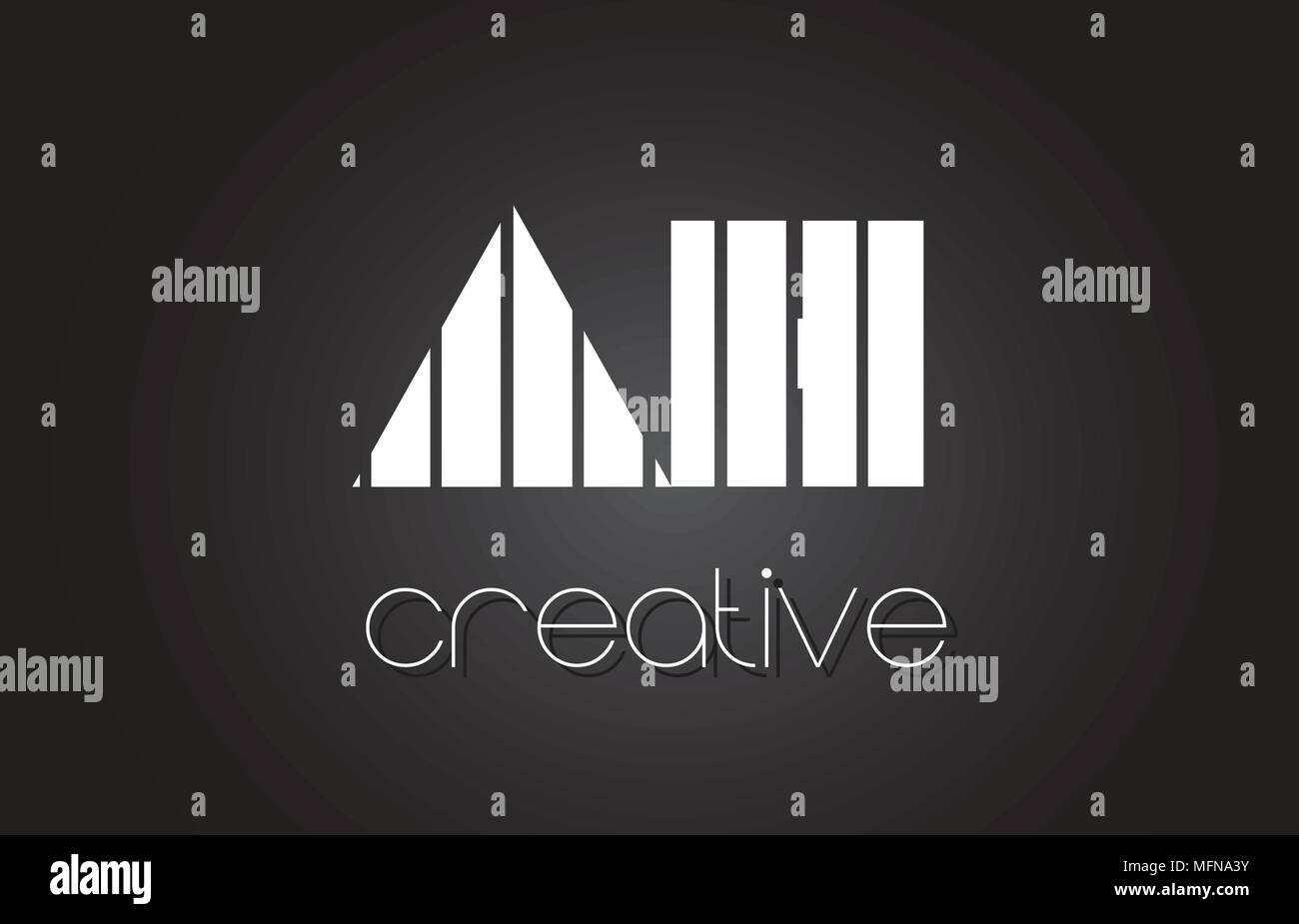 AH A H Creative Letter Logo Design With White and Black Lines Stock ...