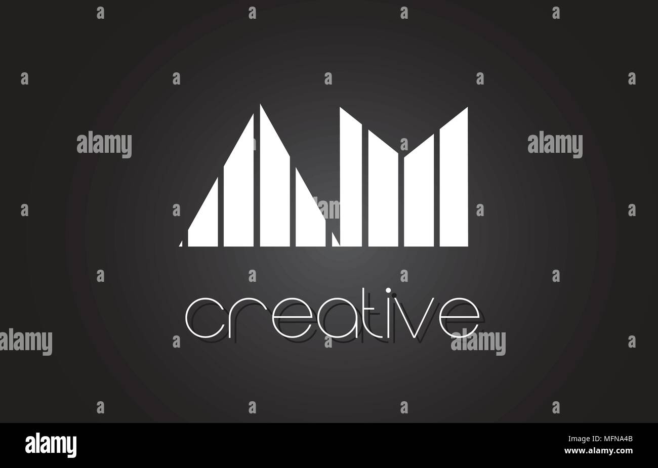 AM A M Creative Letter Logo Design With White and Black Lines Stock ...