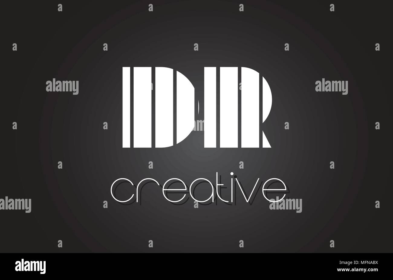 DR D R Creative Letter Logo Design With White and Black Lines Stock ...