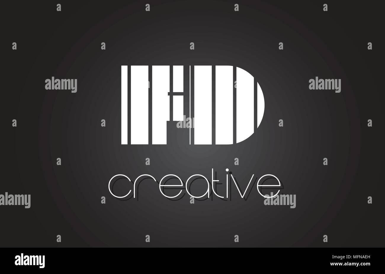 FD F D Creative Letter Logo Design With White and Black Lines Stock ...