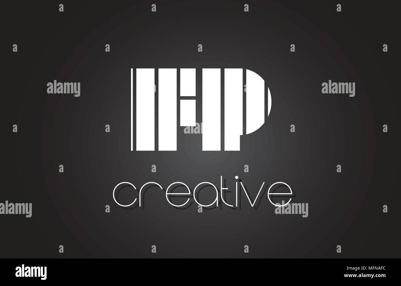 FP F P Creative Letter Logo Design With White and Black Lines Stock ...