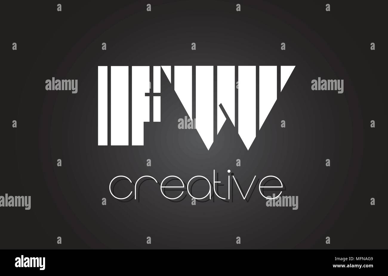 FW F W Creative Letter Logo Design With White and Black Lines Stock ...