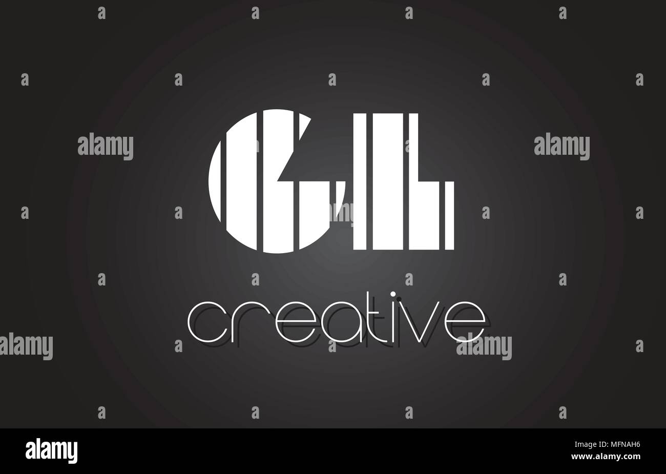 GL G L Creative Letter Logo Design With White and Black Lines Stock ...