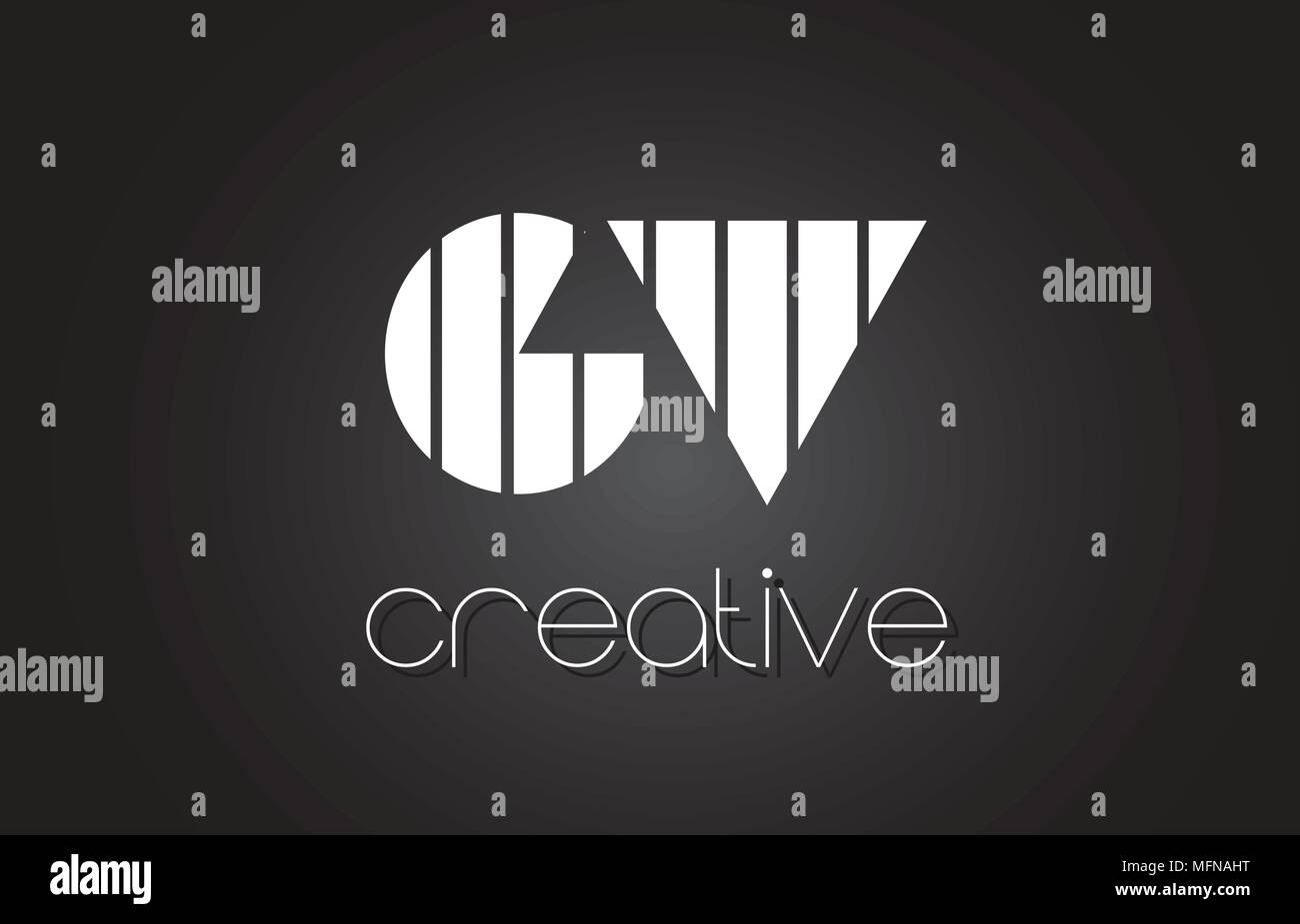 GV G V Creative Letter Logo Design With White and Black Lines Stock ...