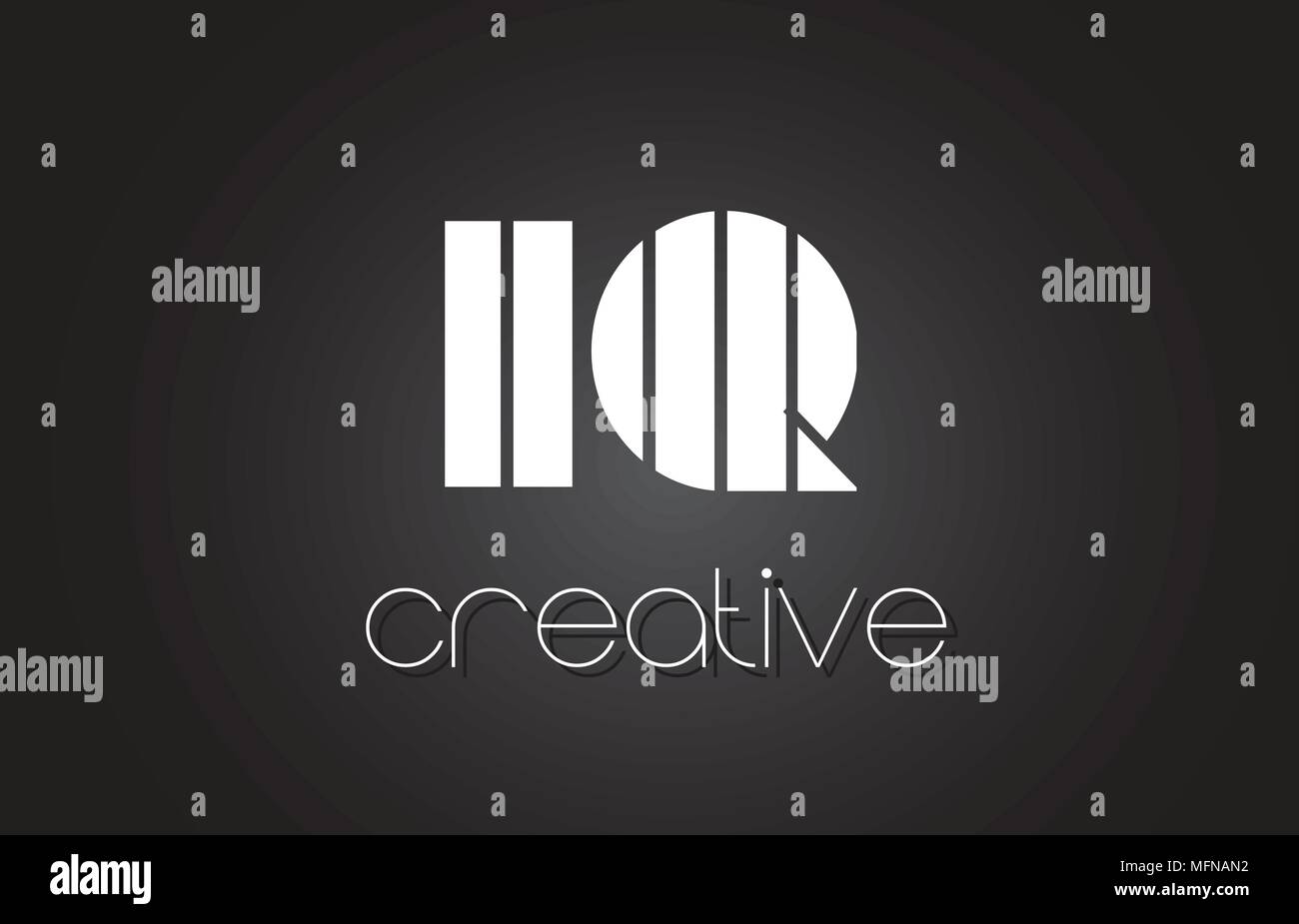 IQ I Q Creative Letter Logo Design With White and Black Lines Stock ...