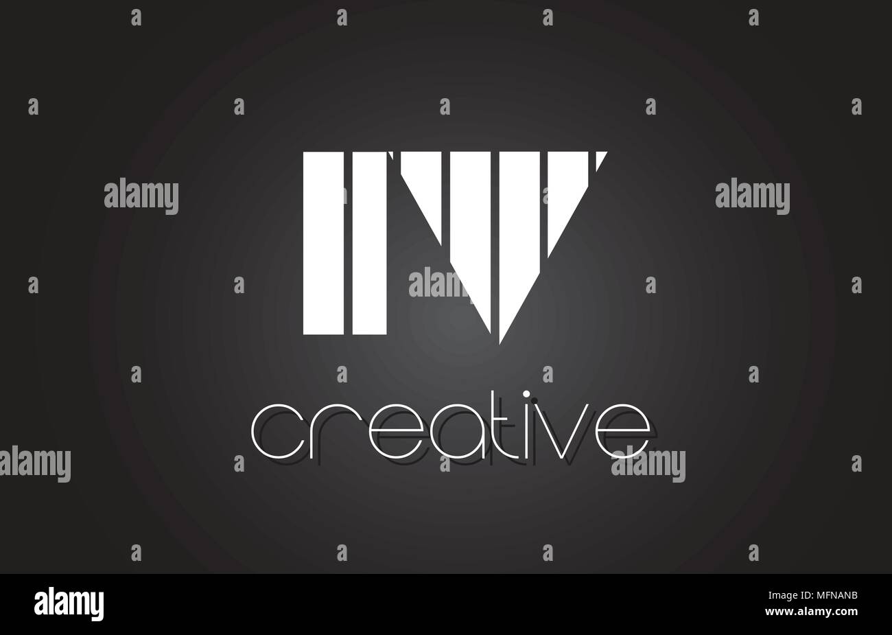 IV I V Creative Letter Logo Design With White and Black Lines Stock ...