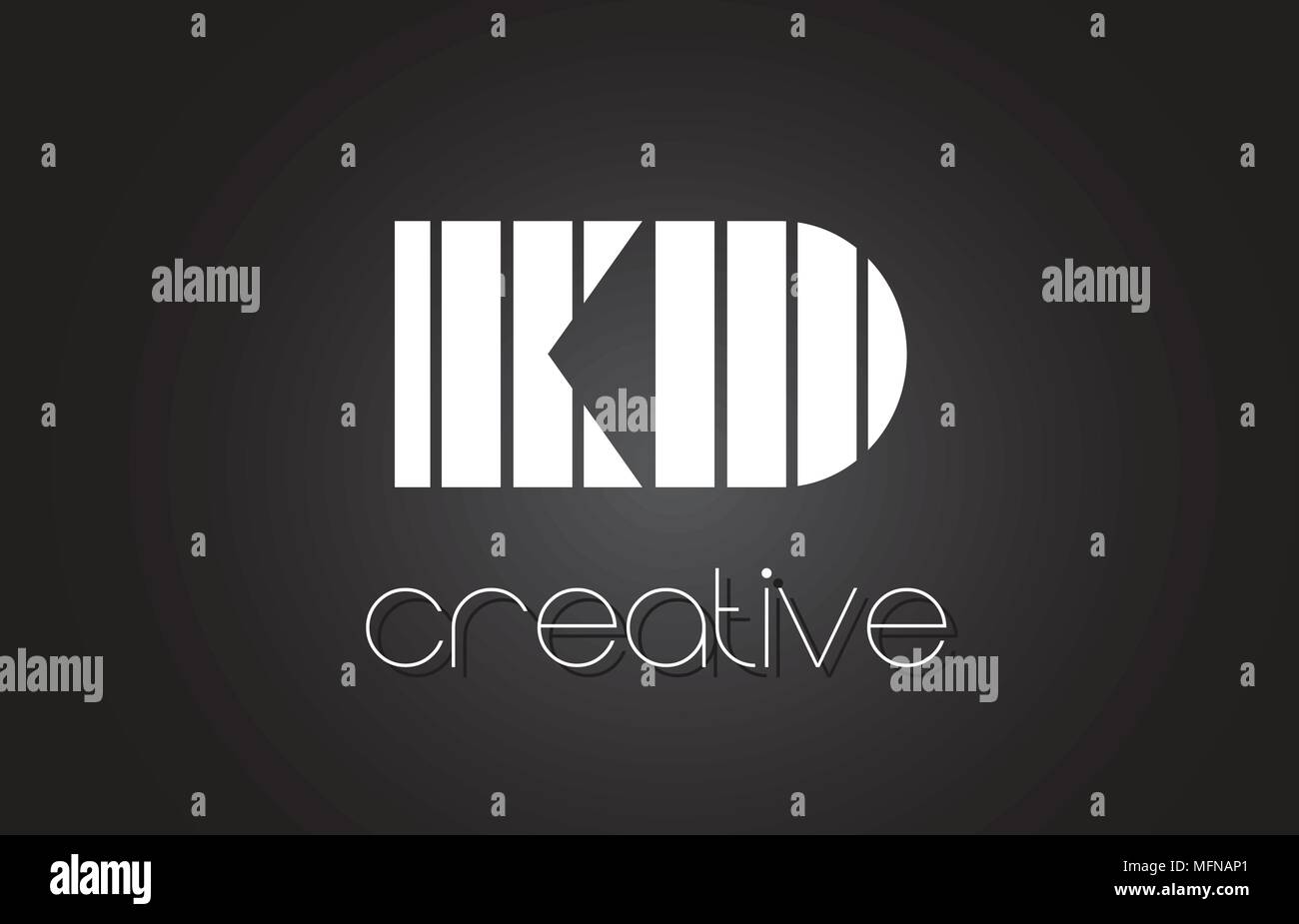 KD K D Creative Letter Logo Design With White and Black Lines Stock ...