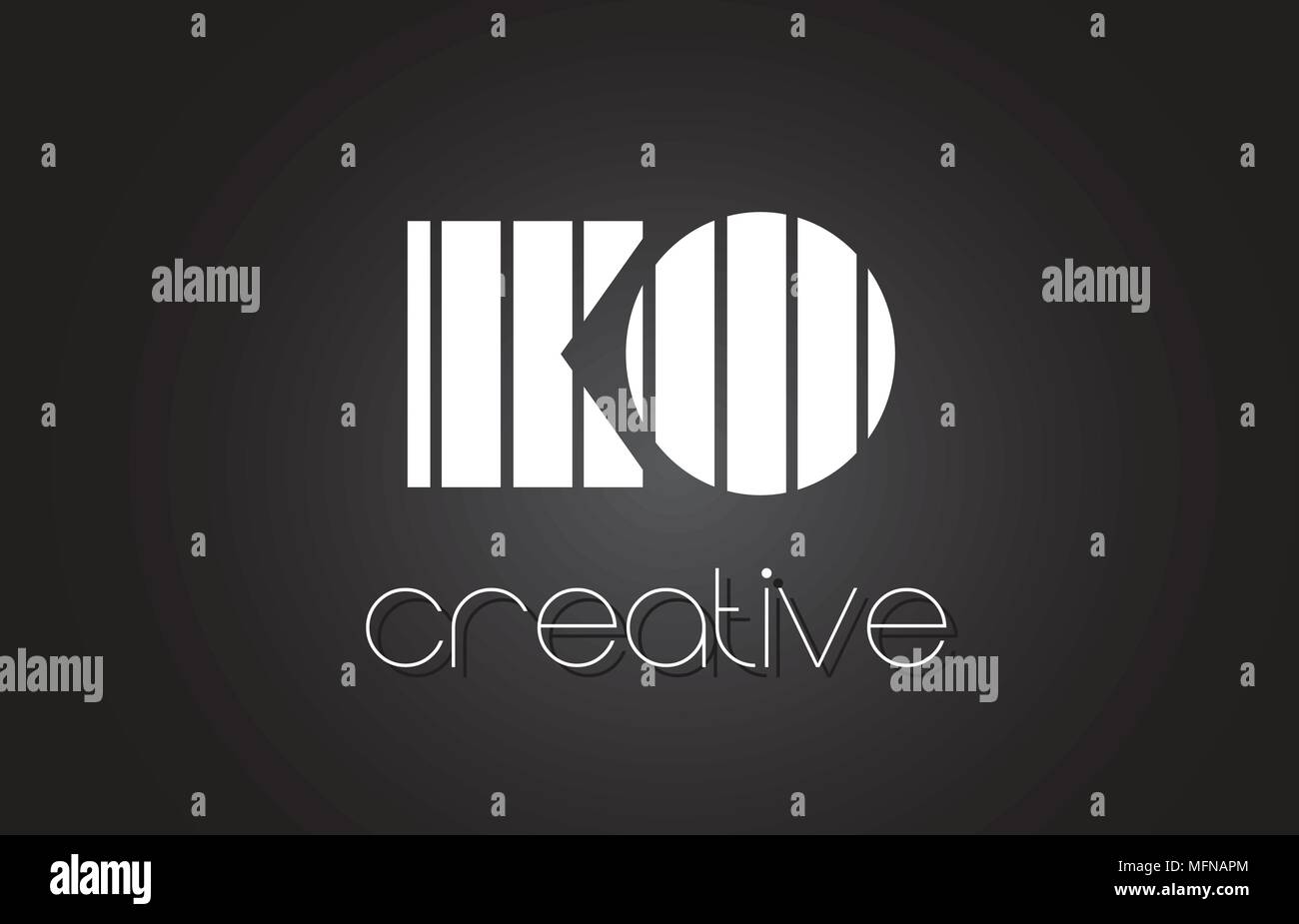 KO K O Creative Letter Logo Design With White and Black Lines Stock ...
