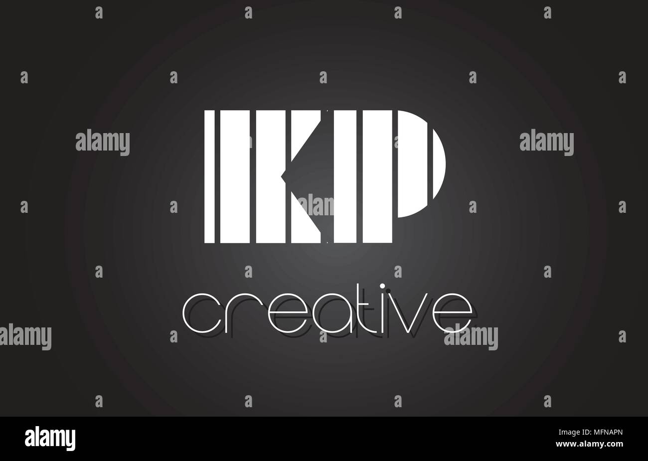 KP K P Creative Letter Logo Design With White and Black Lines Stock ...