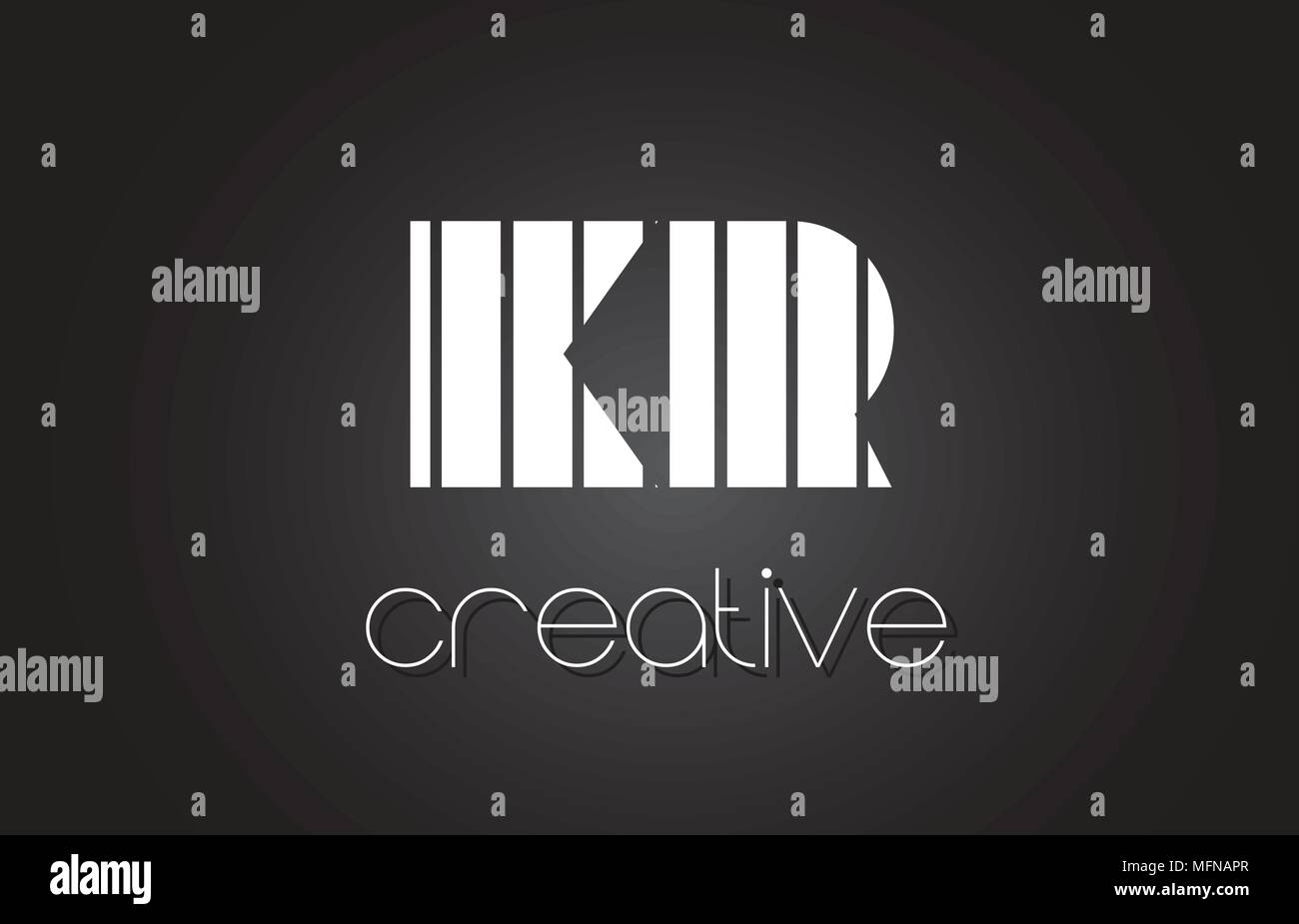 KR K R Creative Letter Logo Design With White and Black Lines Stock ...