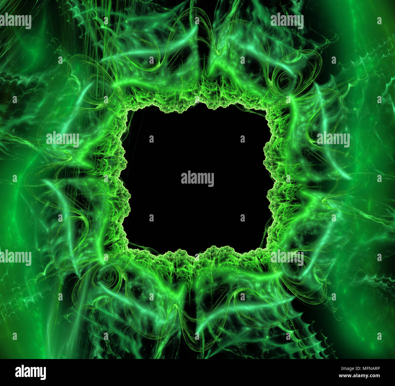 square fantastic abstract frame, place for text. fantasy shiny green ...
