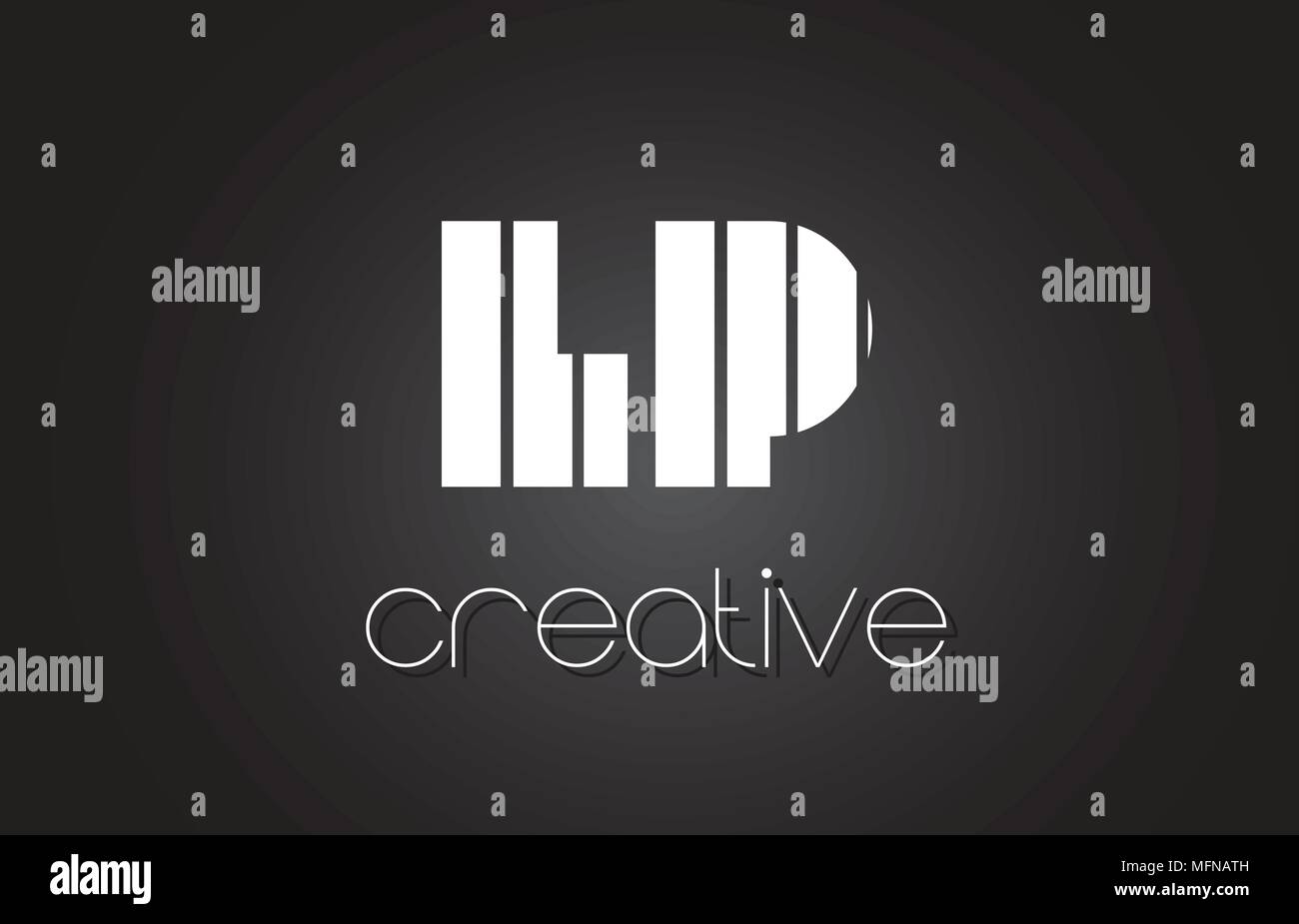 LP L P Creative Letter Logo Design With White and Black Lines Stock ...