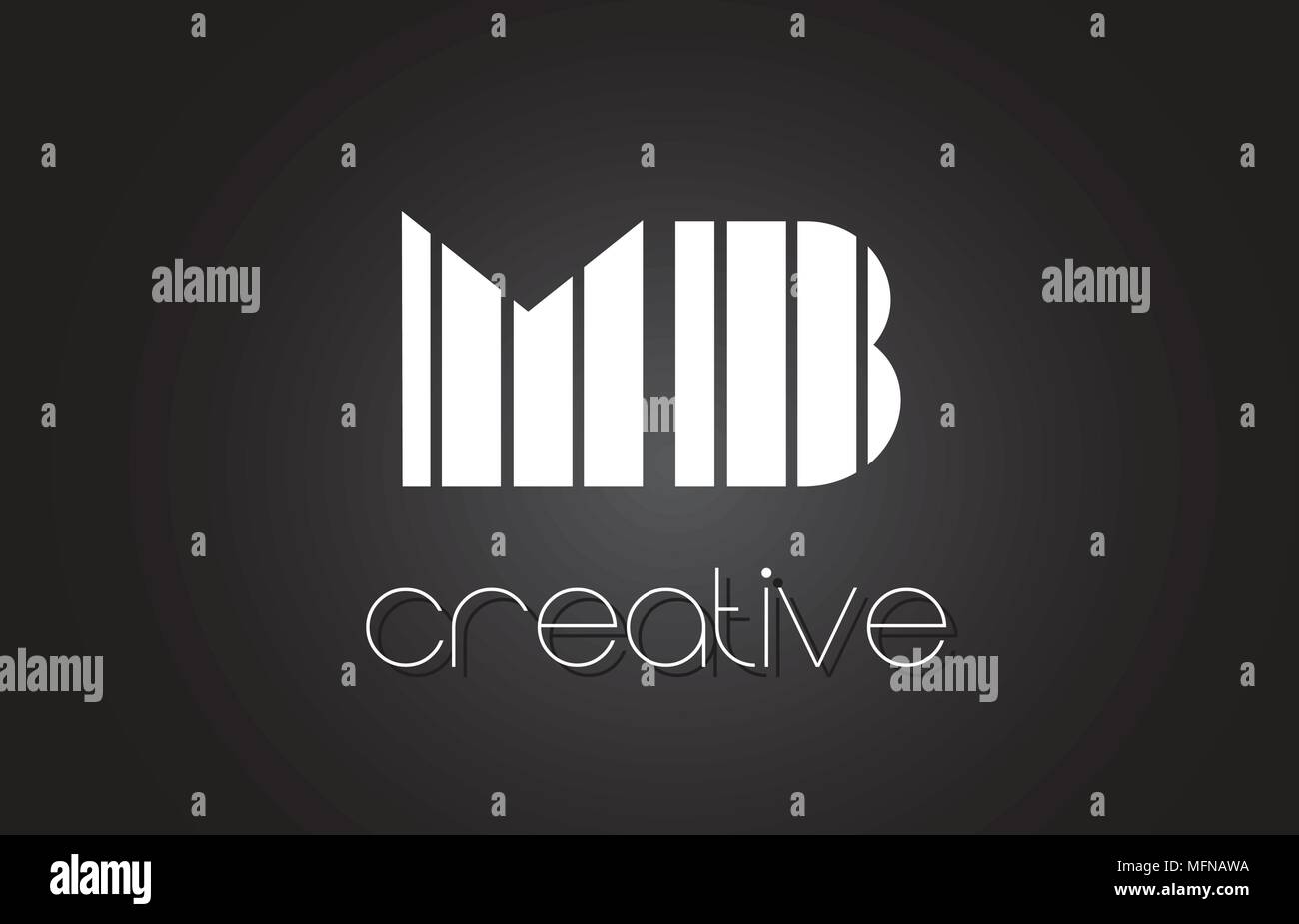 MB M B Creative Letter Logo Design With White and Black Lines Stock ...