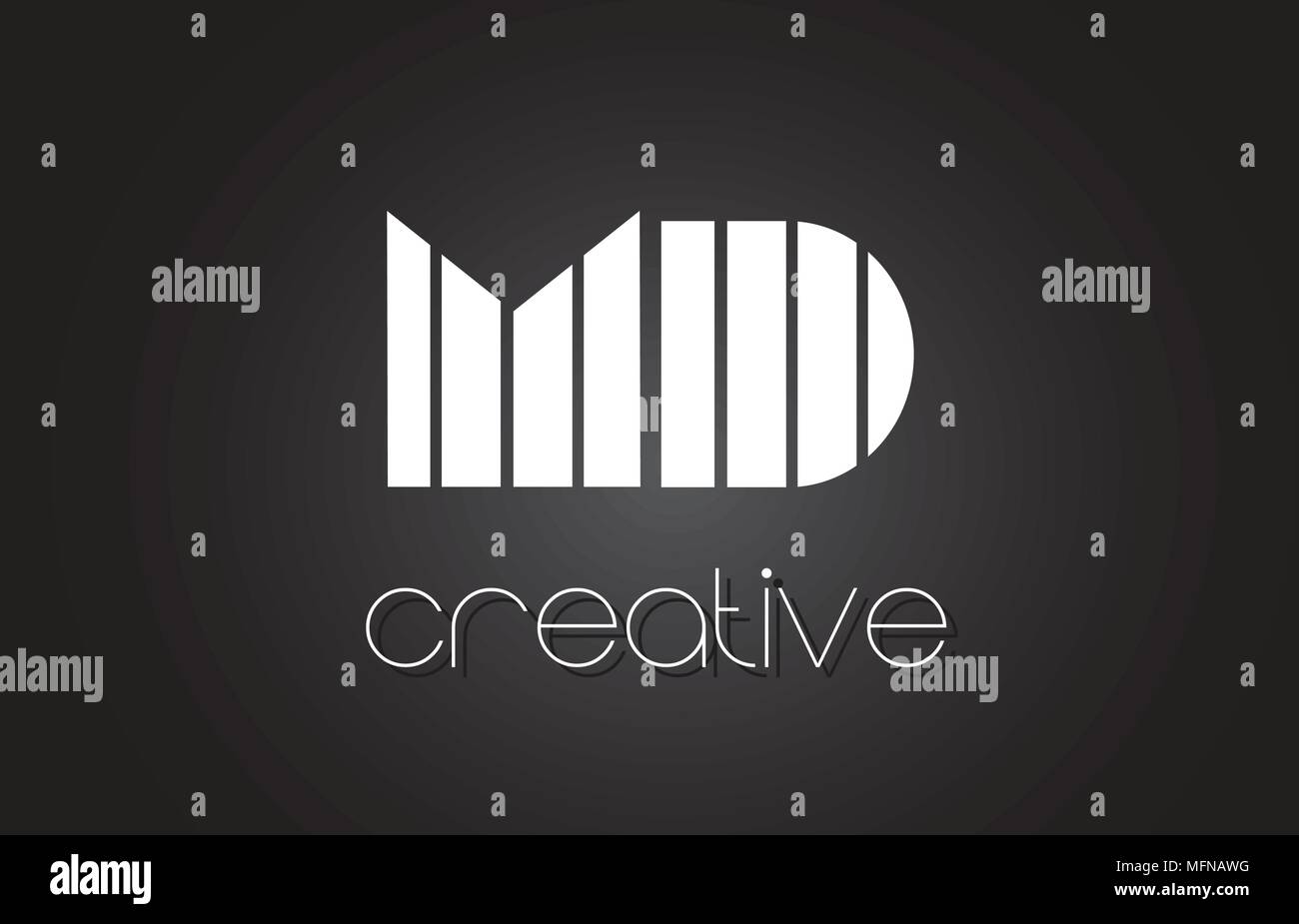 MD M D Creative Letter Logo Design With White and Black Lines Stock ...
