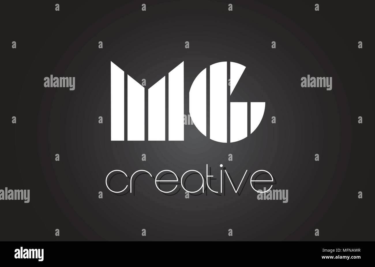 MG M G Creative Letter Logo Design With White and Black Lines Stock ...