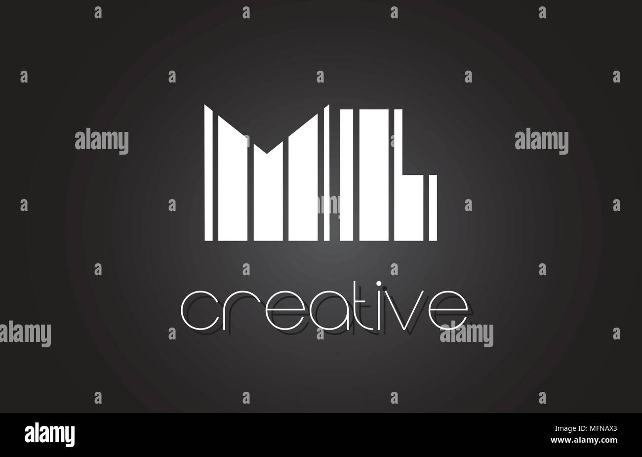 ML M L Creative Letter Logo Design With White and Black Lines Stock ...