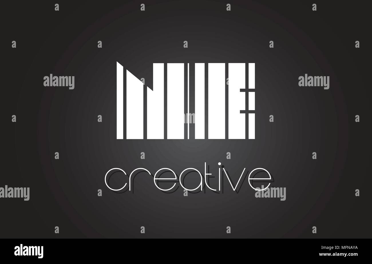 NE N E Creative Letter Logo Design With White and Black Lines Stock ...