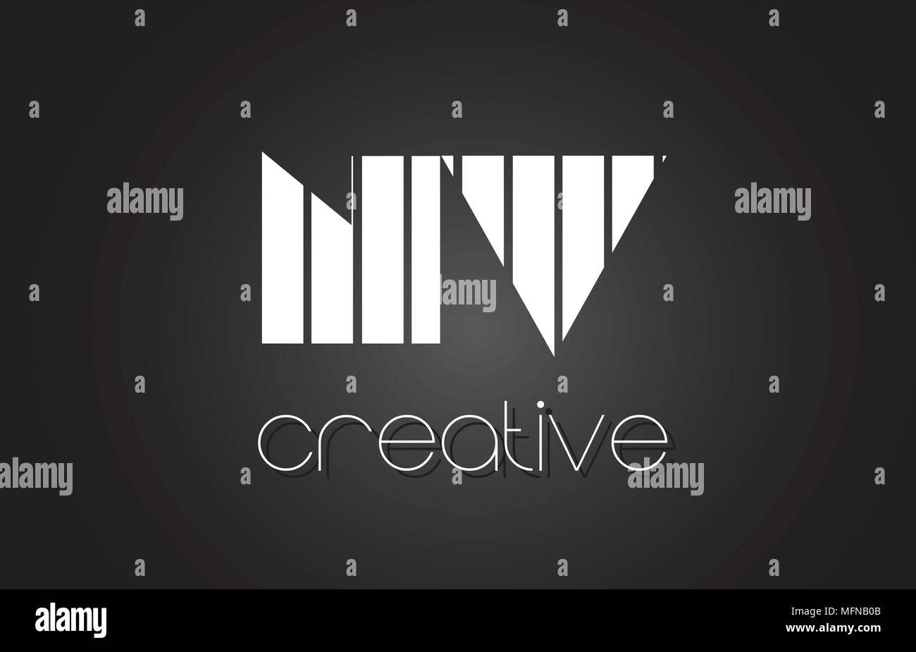 NV N V Creative Letter Logo Design With White and Black Lines Stock ...