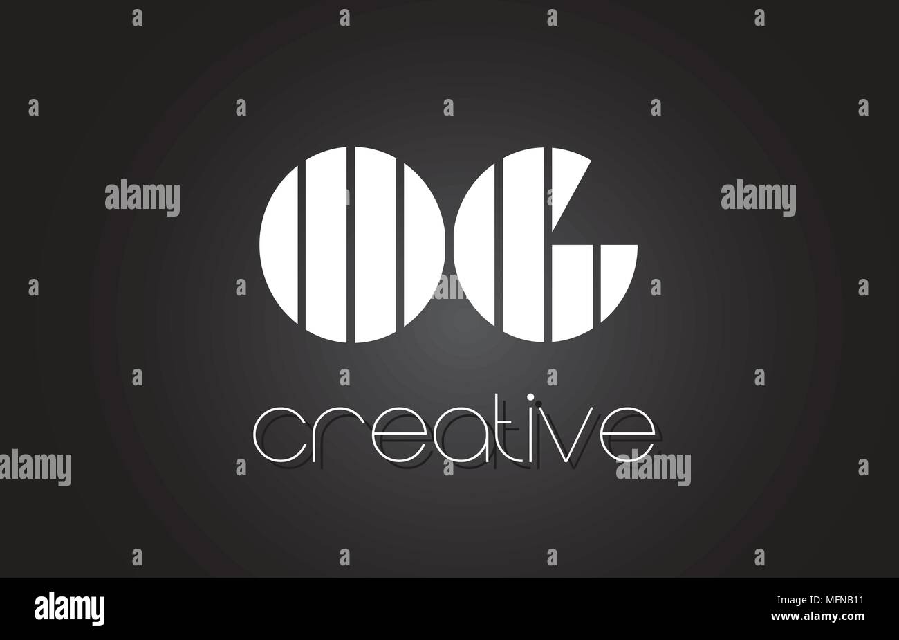 OG O G Creative Letter Logo Design With White and Black Lines Stock ...