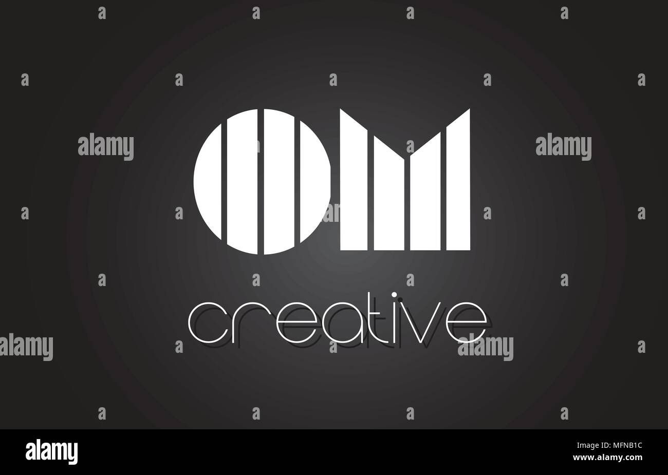OM O M Creative Letter Logo Design With White and Black Lines Stock ...
