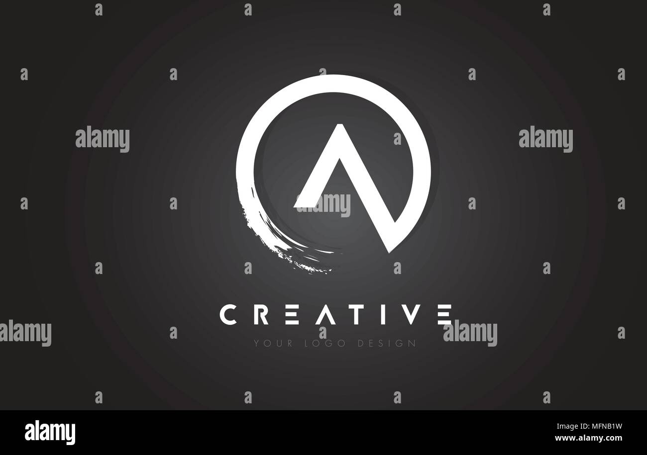 A Circular Letter Logo with Circle Brush Design and Black Background ...