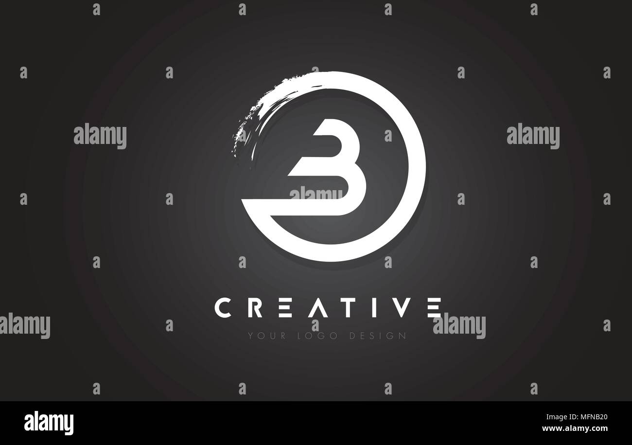 B Circular Letter Logo with Circle Brush Design and Black Background ...