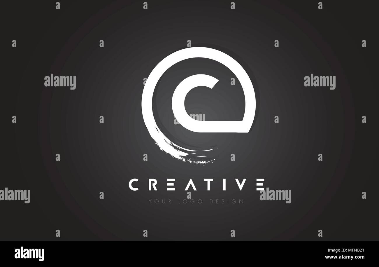 C Circular Letter Logo with Circle Brush Design and Black Background ...