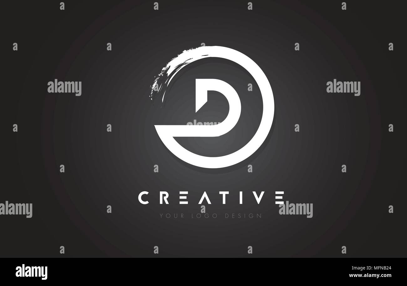 D Circular Letter Logo with Circle Brush Design and Black Background ...