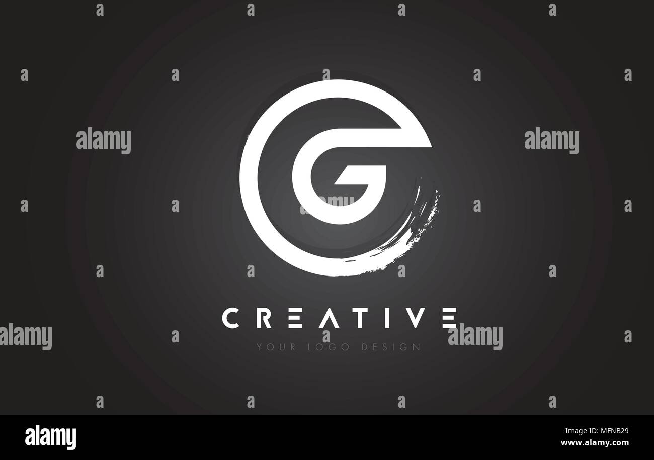 G Circular Letter Logo with Circle Brush Design and Black Background ...