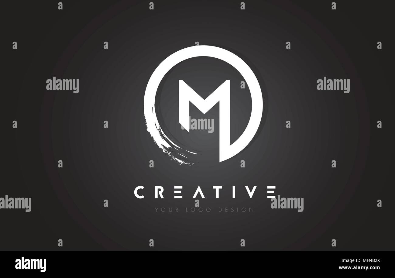 M Circular Letter Logo with Circle Brush Design and Black Background ...