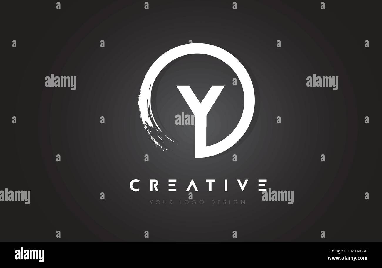 Y Circular Letter Logo with Circle Brush Design and Black Background ...